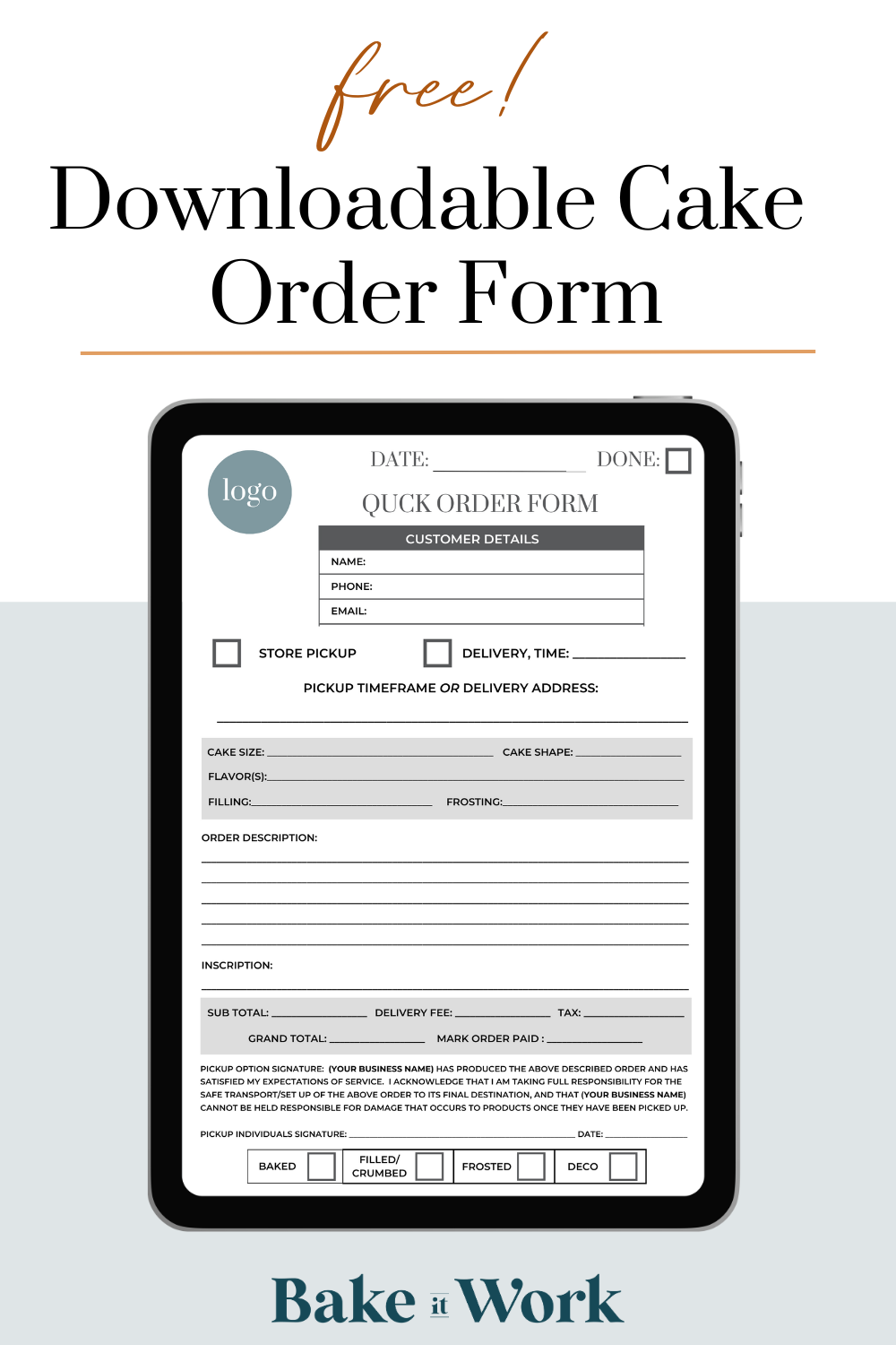 Downloadable Cake Order Form - bakeitwork.com