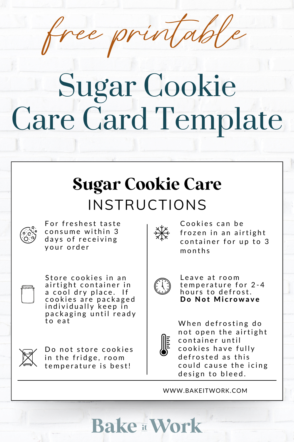 FREE Sugar Cookie Care Card Template - bakeitwork.com