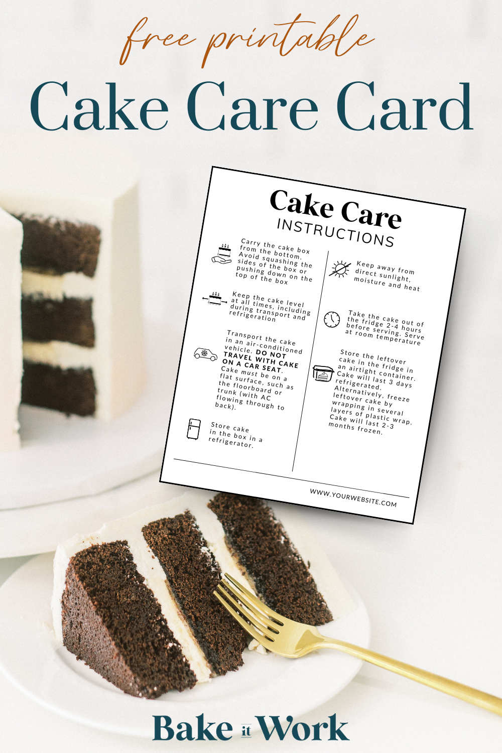 FREE Cake Care Card Template - bakeitwork.com
